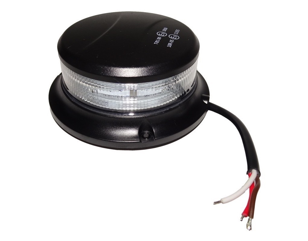 Blue warning beacon LED ø112x48mm clear lens - Eurotin