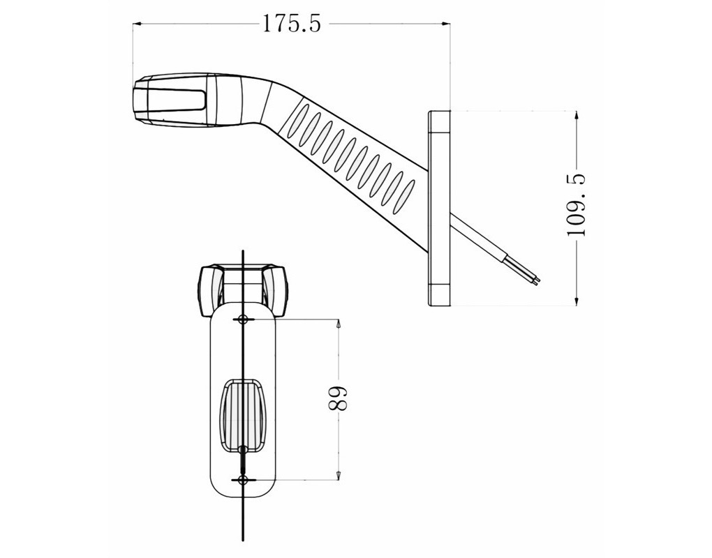 Svetilka pozicijska LED belo/rdeča/oranžna na krivi gumi 175x109mm ...