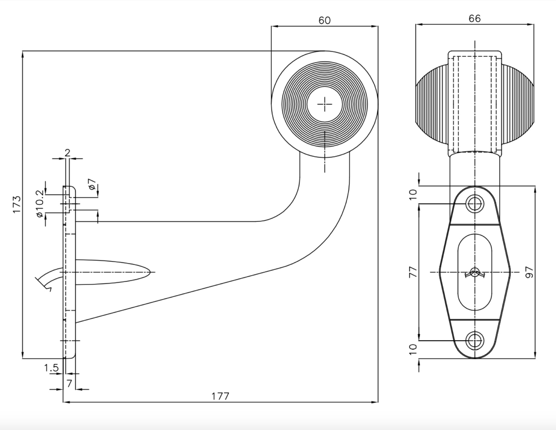 Svetilka pozicijska belo/rdeča LED na krivi gumi - Eurotin